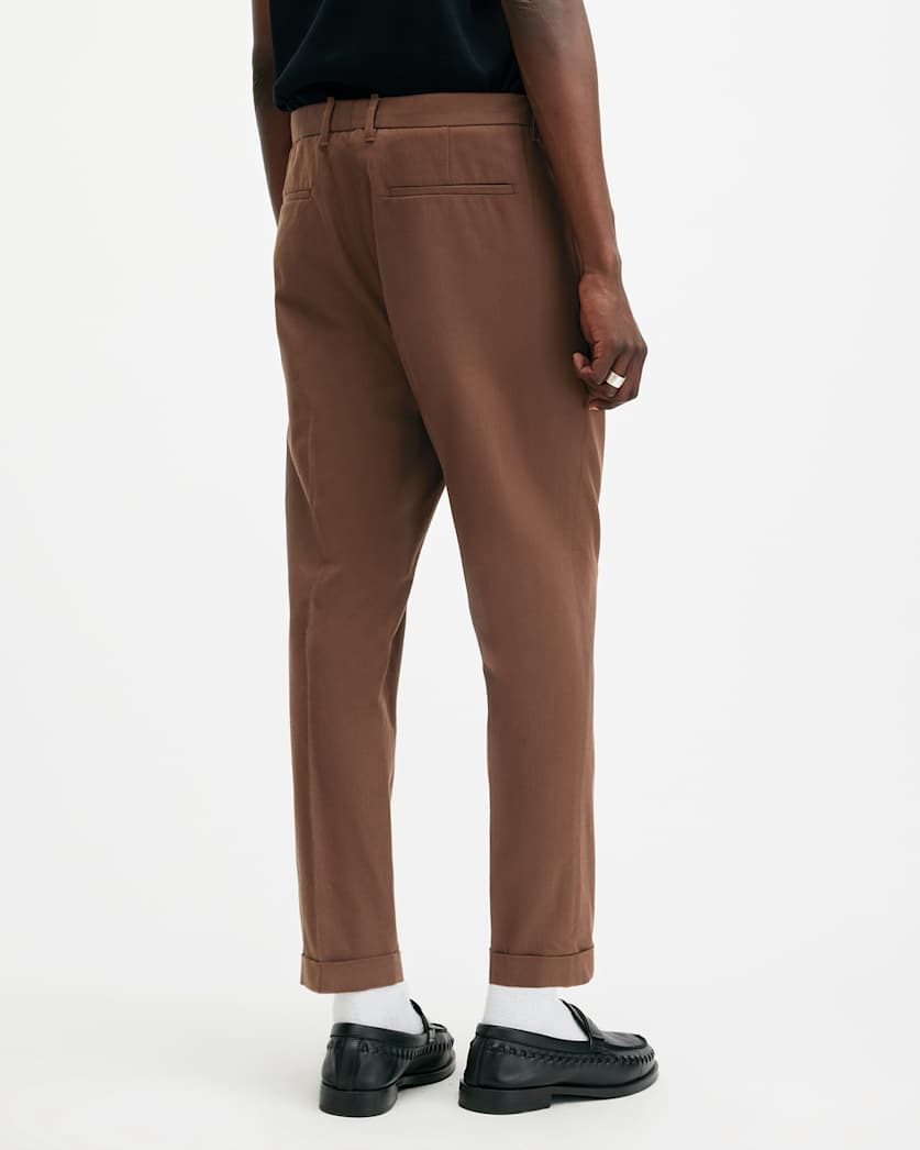 Tallis Slim Fit Cropped Tapered Trousers BLUNT BROWN | ALLSAINTS